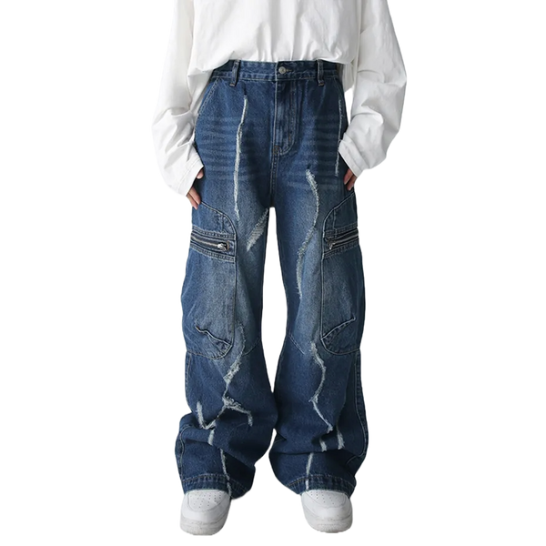 CLOUT COLLECTION ™ | Torn Baggy Denim Cargo Jeans