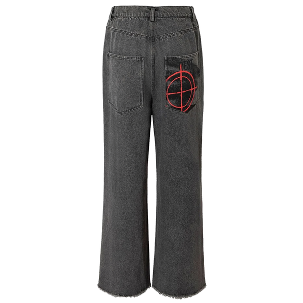 CLOUT COLLECTION ™️ | 'Aim' Retro Wash Gray Denim Jeans with Custom ...