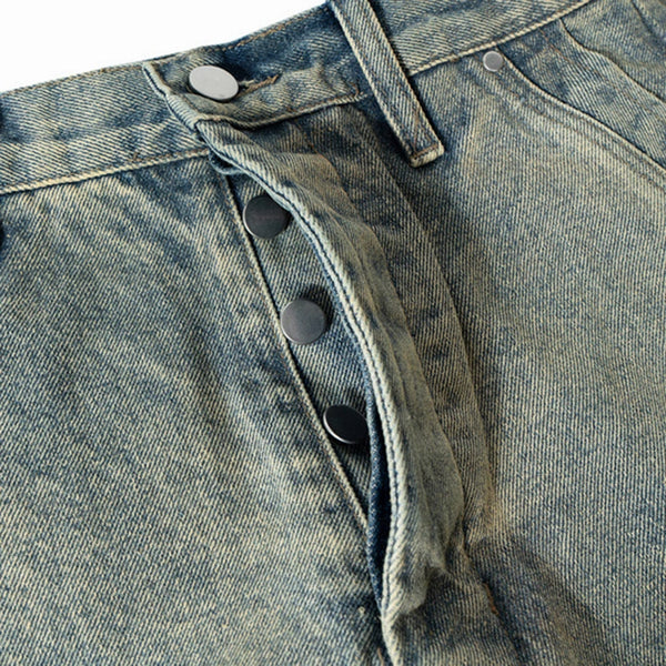 CLOUT COLLECTION ™️ | Retro Wash Denim Jeans with Frayed Ankle Hem