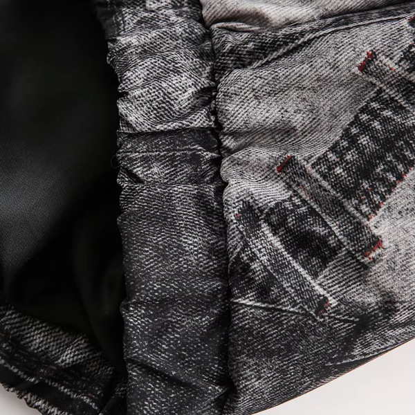 CLOUT COLLECTION ™️ | 'Quilted' Patchwork Jean Print Puffer Jacket