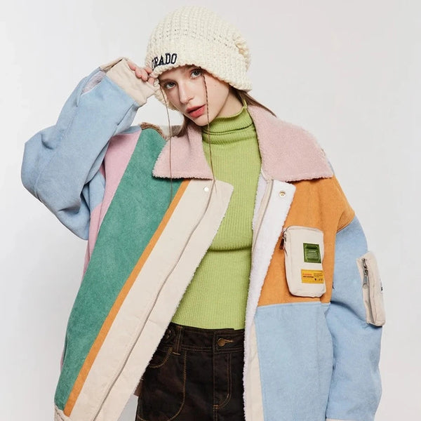 CLOUT COLLECTION ™️ | Retro Pastel Abstract Fleece Jacket