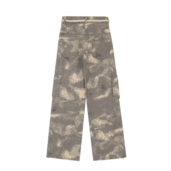 CLOUT COLLECTION ™ | Camo Cargo Pants with Braided Hemp Rope Belt