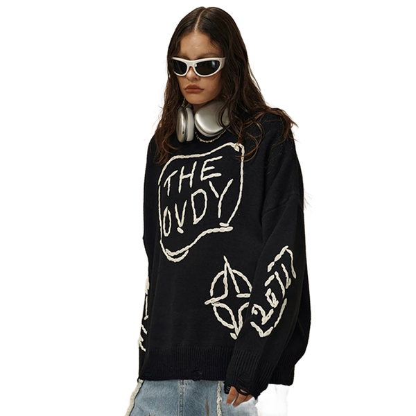 CLOUT COLLECTION ™️ | OVDY 'Manuscript' Oversized Knit Sweater